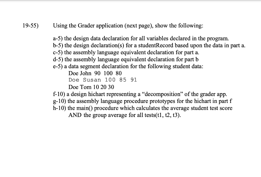 Solved 19-55) Using the Grader application (next page), show | Chegg.com