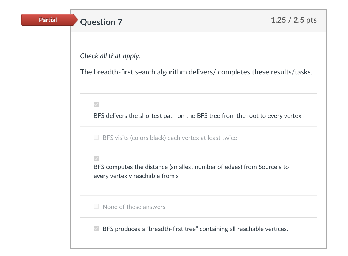 Solved Partial Question 7 1.25 / 2.5 pts Check all that | Chegg.com