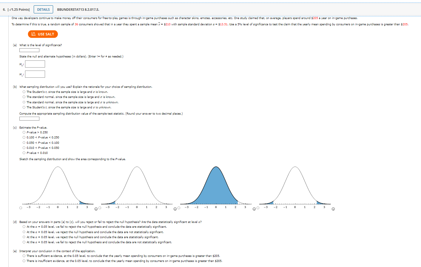Solved (b) What sampling distribution will you use? Explain | Chegg.com
