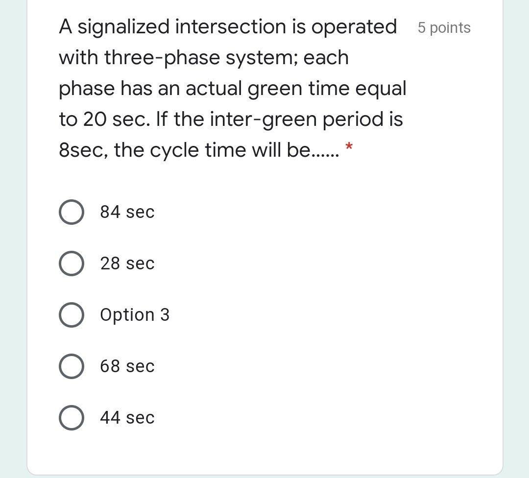 Solved A signalized intersection is operated 5 points with | Chegg.com
