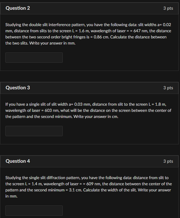 Solved Question 2Studying the double slit interference | Chegg.com