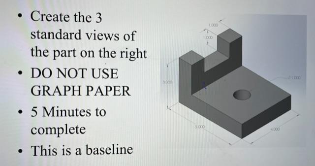 Solved - Create the 3 standard views of the part on the | Chegg.com