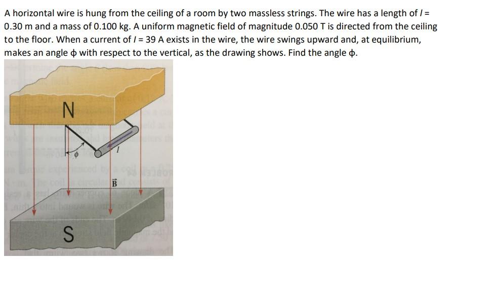 Solved A horizontal wire is hung from the ceiling of a room | Chegg.com