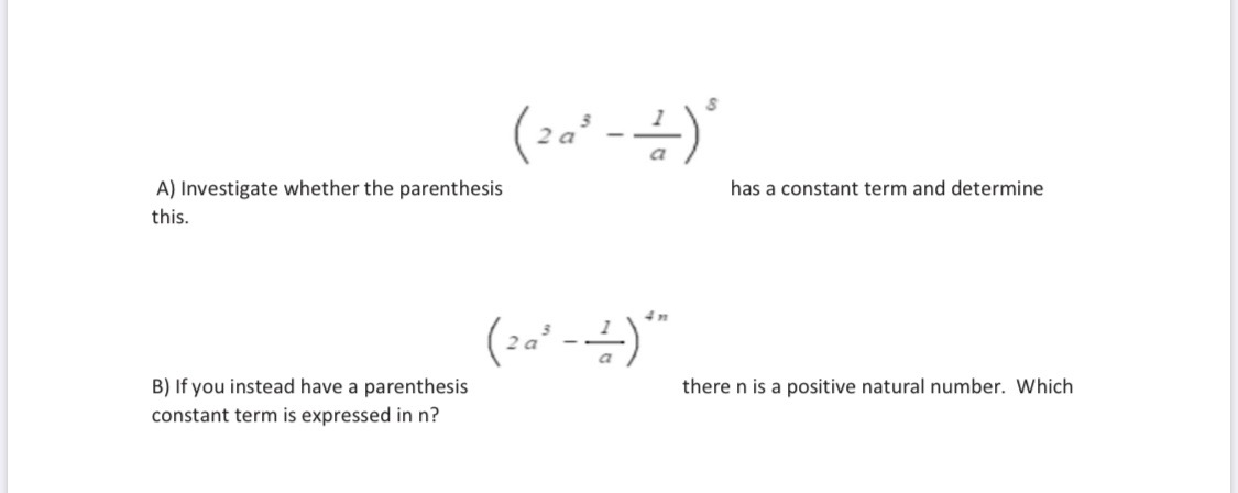 Solved A) Investigate whether the parenthesis has a constant | Chegg.com