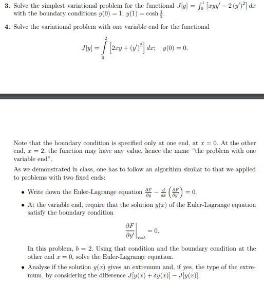 Solved 3. Solve the simplest variational problem for the | Chegg.com