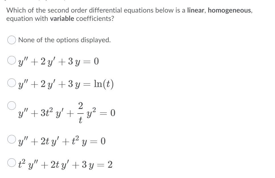 Solved Which of the second order differential equations | Chegg.com