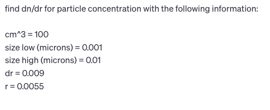 Solved find dn/dr for particle concentration with the | Chegg.com