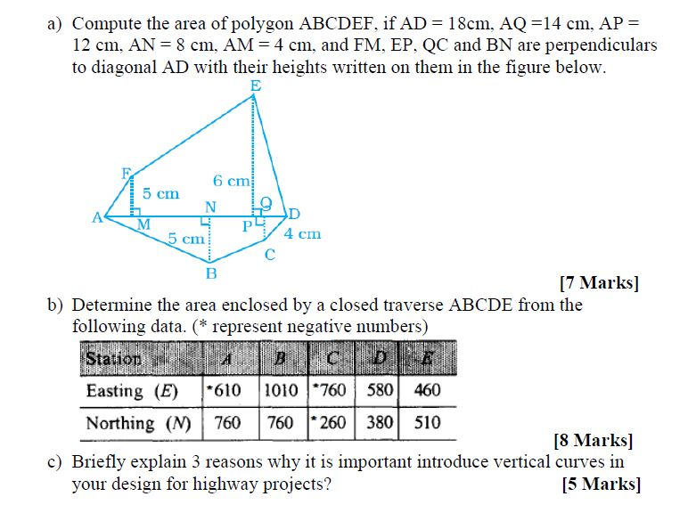 Solved a) Compute the area of polygon ABCDEF, if AD = 18cm, | Chegg.com