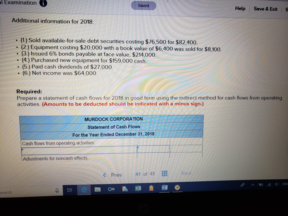 Solved Saved Help Save & Exit S The Murdock Corporation | Chegg.com
