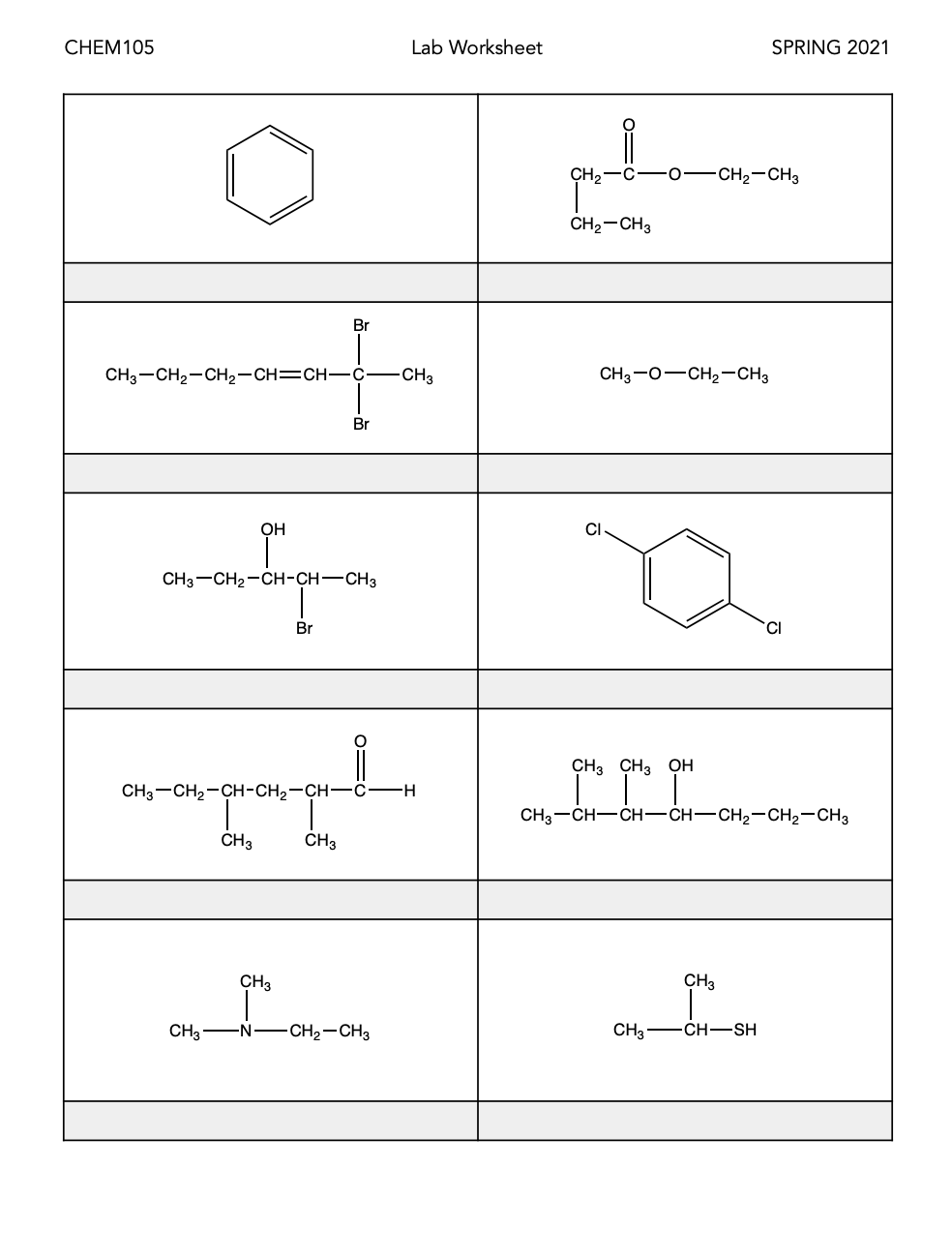 Solved CHEM 105 Lab Worksheet SPRING 2021 Chapter 14 Lab | Chegg.com