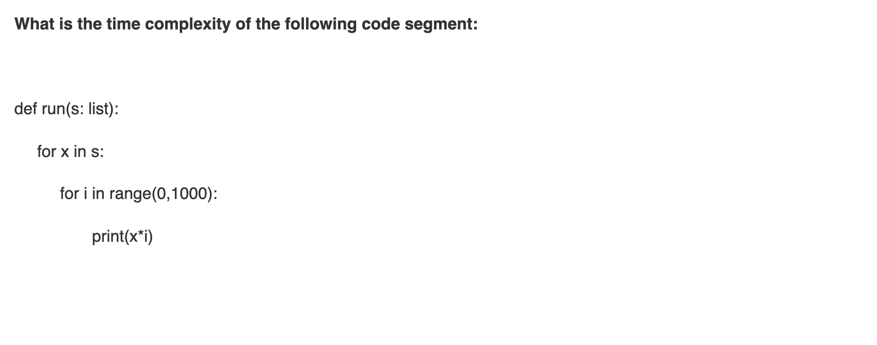 Solved What is the time complexity of the following code | Chegg.com