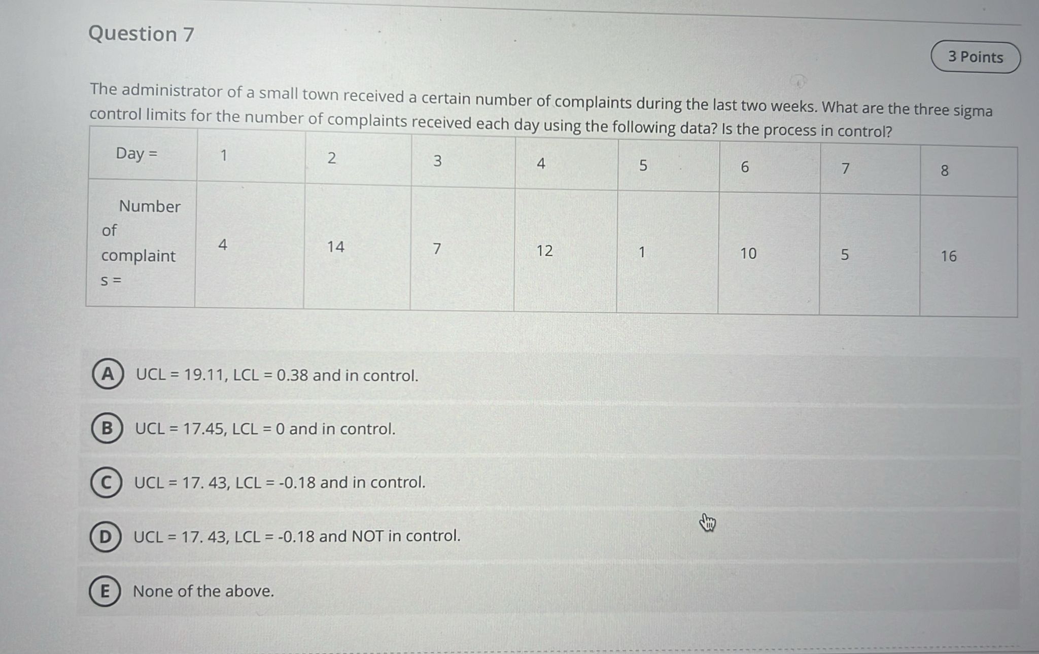 Solved Question 7The administrator of a small town received | Chegg.com