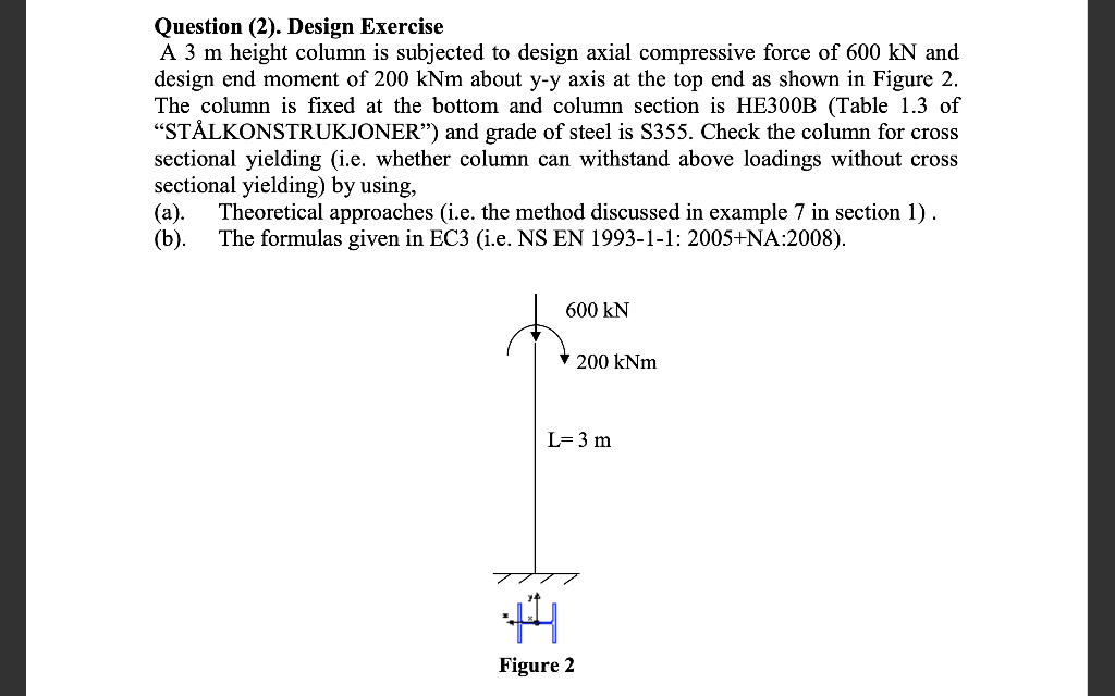 Question (2). Design Exercise A 3 m height column is | Chegg.com