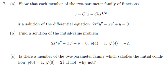 Solved (a) Show that each member of the two-parameter family | Chegg.com