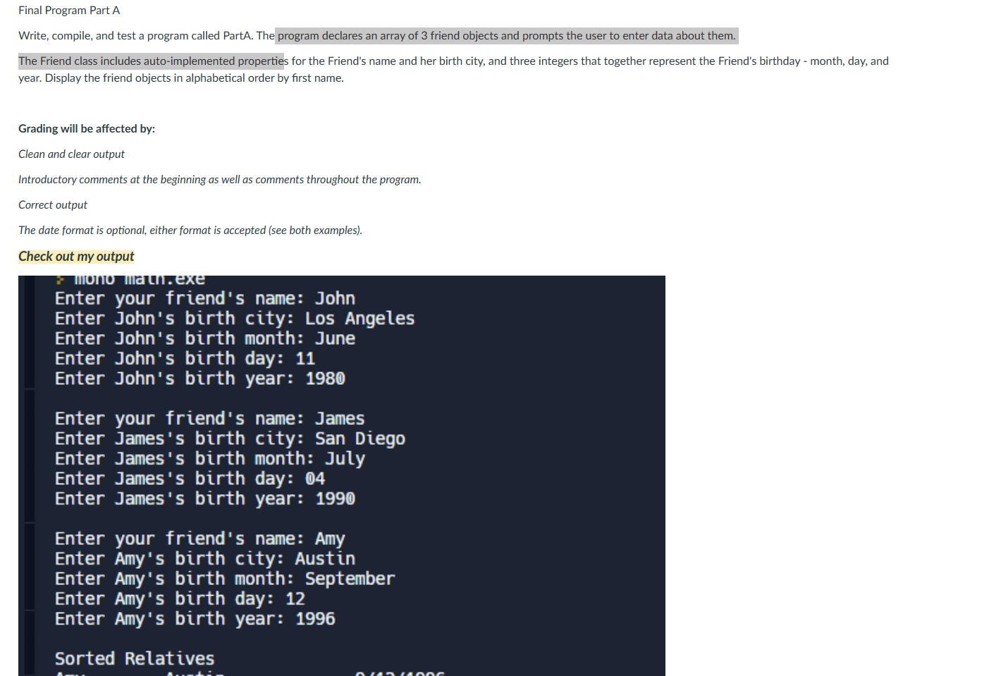 Solved C Final Program Part A Write Compile And Test A 