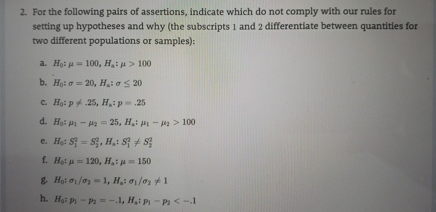 Solved 2. For the following pairs of assertions, indicate | Chegg.com