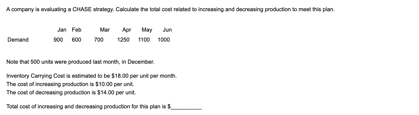Solved A company is evaluating a CHASE strategy. Calculate | Chegg.com