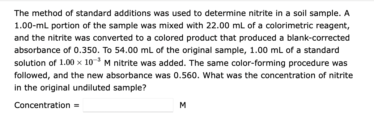 Solved The method of standard additions was used to | Chegg.com