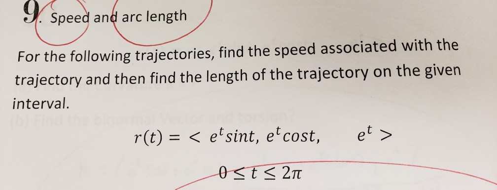 Solved Speed and arc length For the following trajectories, | Chegg.com