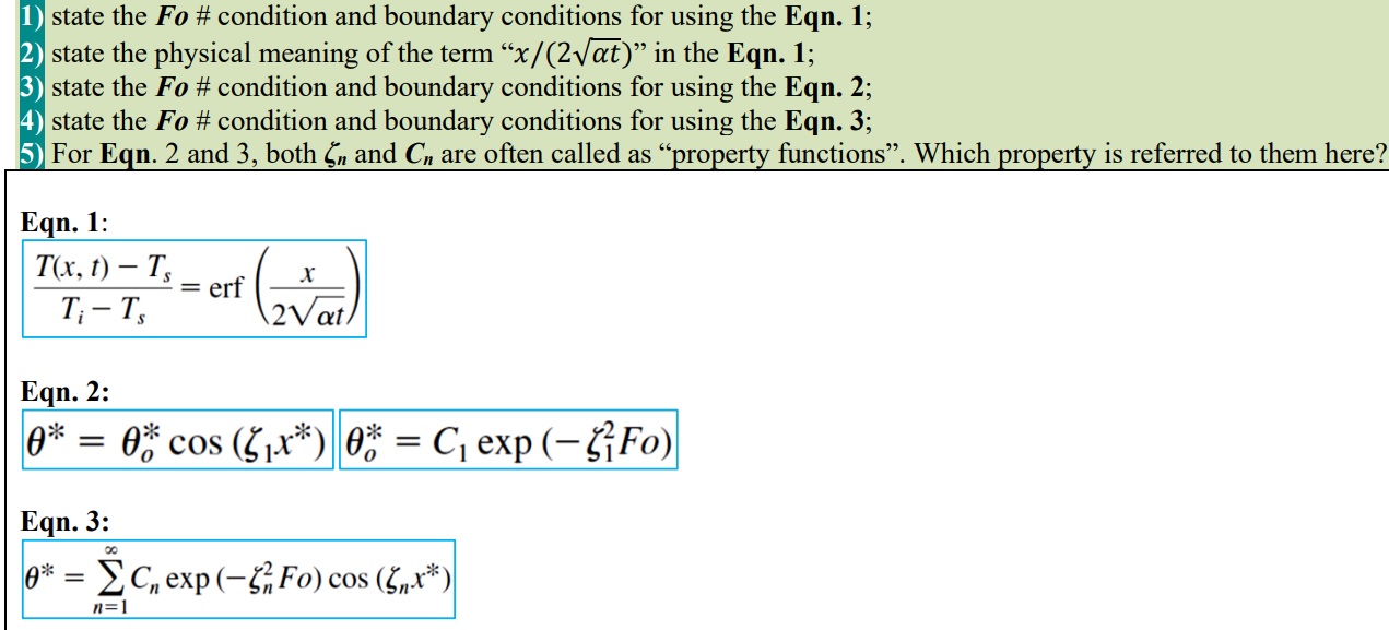 Solved 1) state the Fo \# condition and boundary conditions | Chegg.com