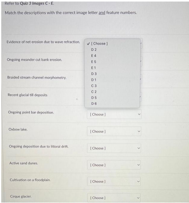 Match the descriptions with the correct image letter | Chegg.com