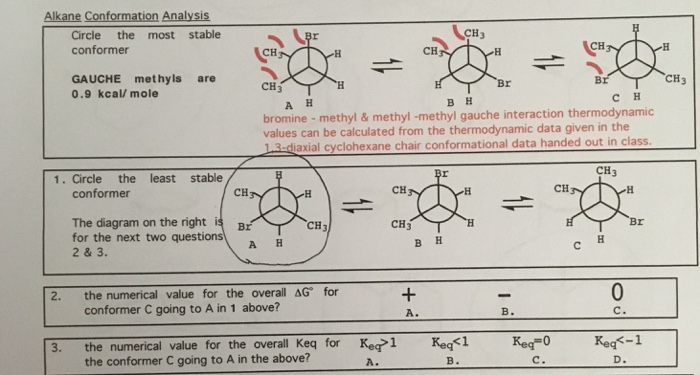 Solved Alkane Conformation Analysis CH Circle the most | Chegg.com