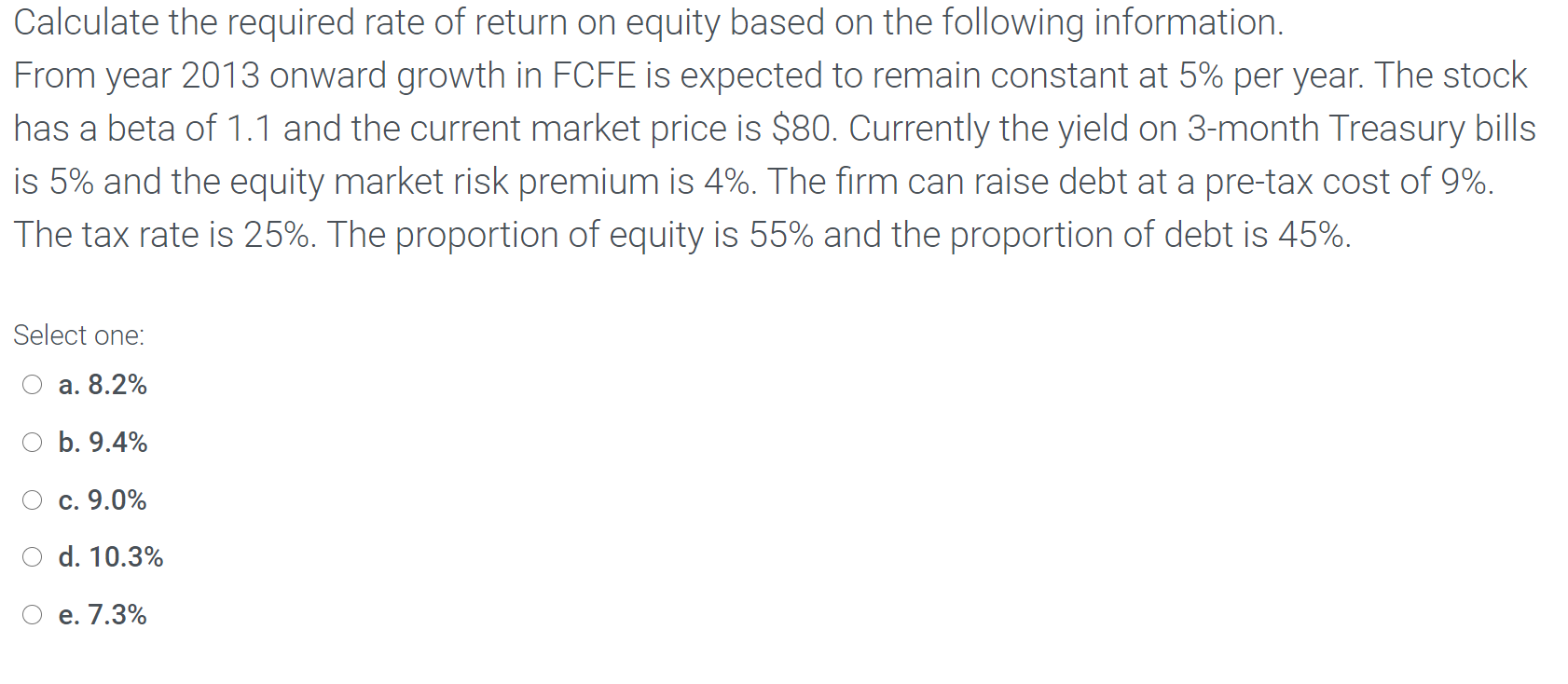 Solved Calculate the required rate of return on equity based | Chegg.com