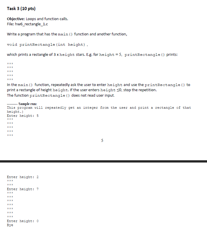 Solved Task 3 (10 pts) Objective: Loops and function calls. | Chegg.com
