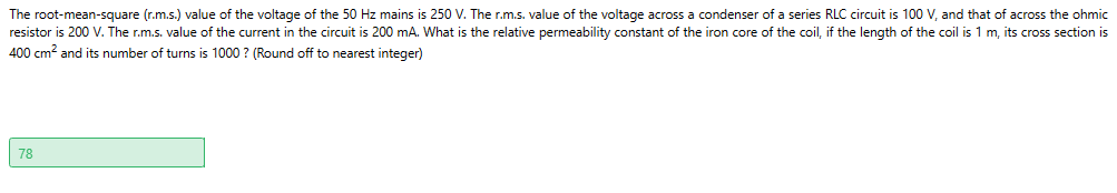 Solved The root-mean-square (r.m.s.) ﻿value of the voltage | Chegg.com