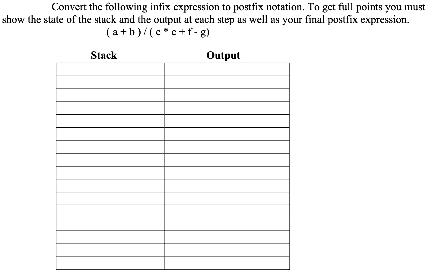 Solved Convert the following infix expression to postfix | Chegg.com
