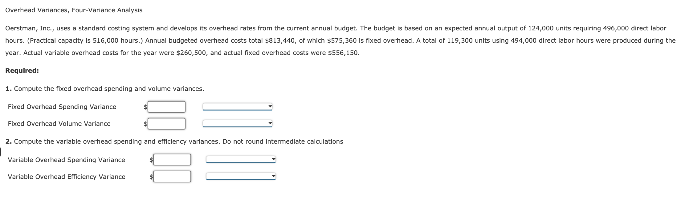 Solved Overhead Variances, Four-Variance Analysisyear. | Chegg.com