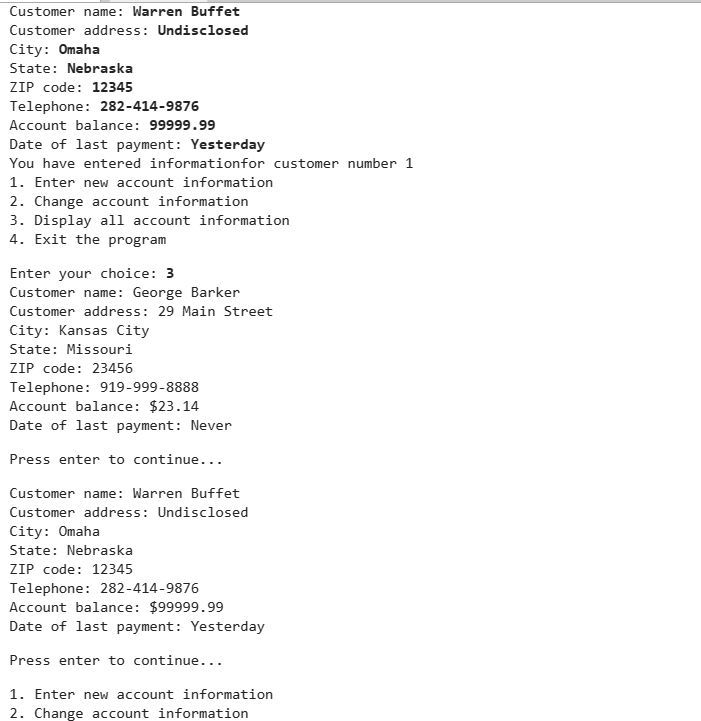 Solved 11.7: Customer Accounts Write a program that uses a | Chegg.com