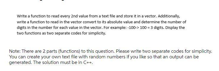 Solved Write a function to read every 2nd value from a text | Chegg.com