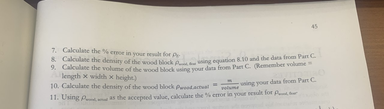 Solved 42 Th ch W -Wapp = Pobj W Density of a liquid P (8.6 | Chegg.com