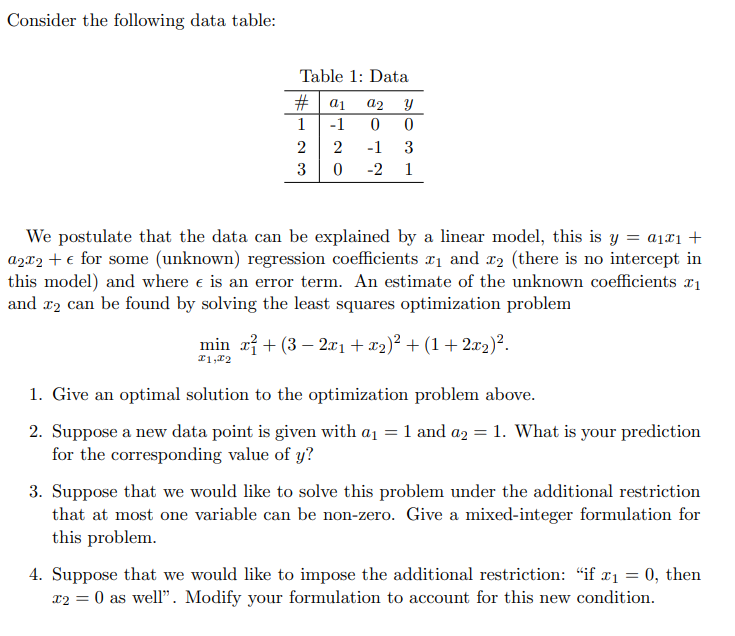 Solved Consider the following data table: We postulate that | Chegg.com