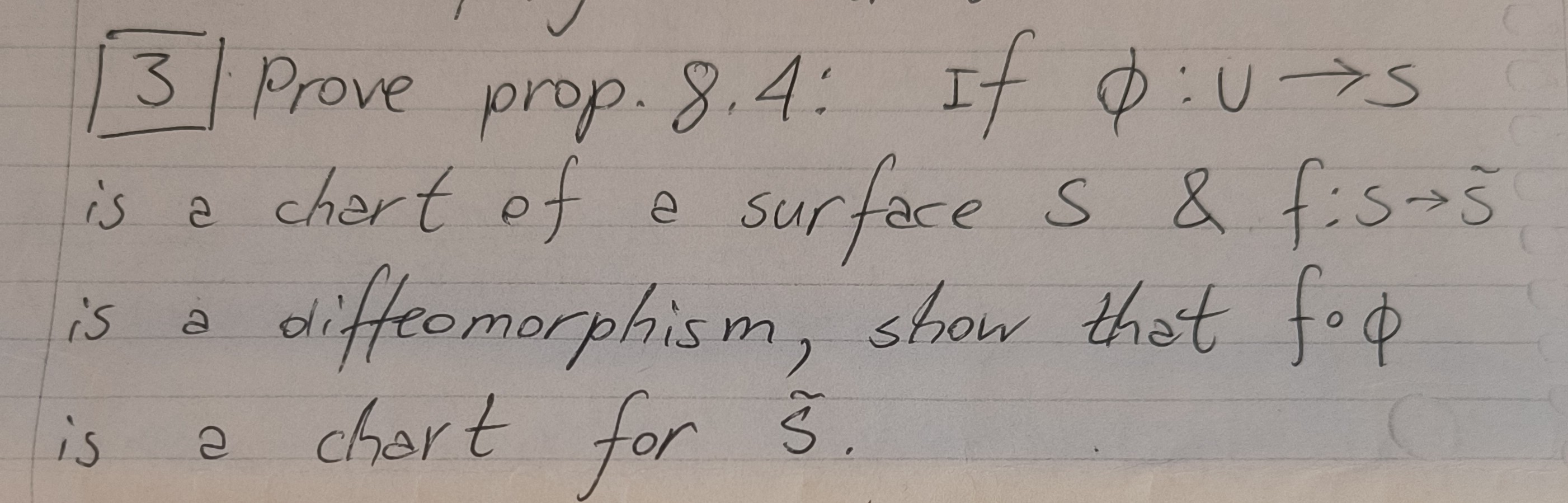 Solved 3 Prove prop. 8.4: If ϕ:U→s is a chart of a surface S | Chegg.com