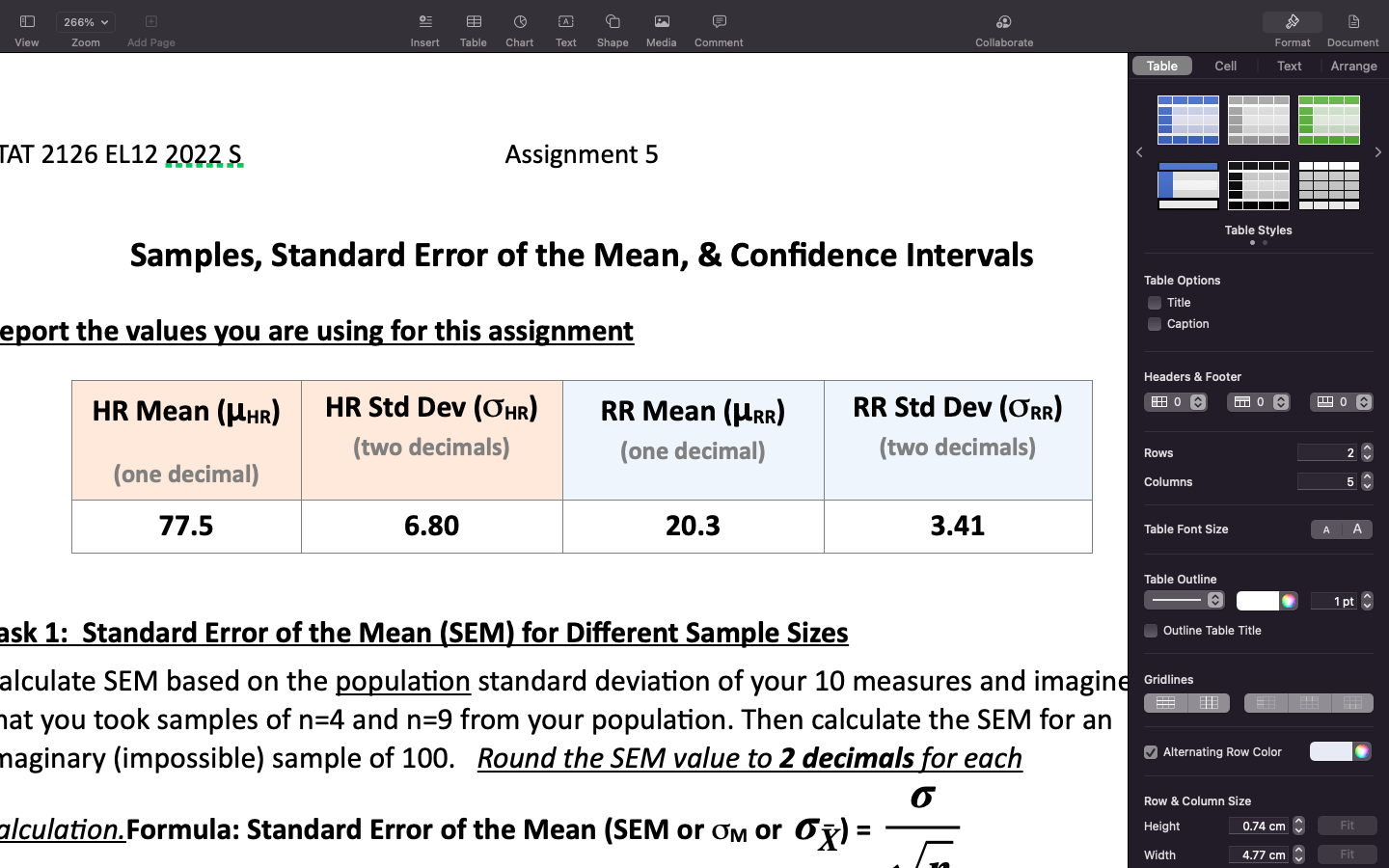 Solved Task 3: 95\% Confidence Intervals Use the SEM | Chegg.com