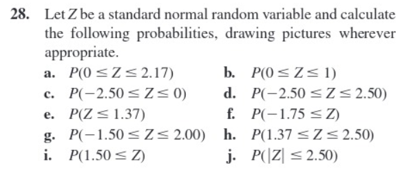 Solved 28. Let Z be a standard normal random variable and | Chegg.com