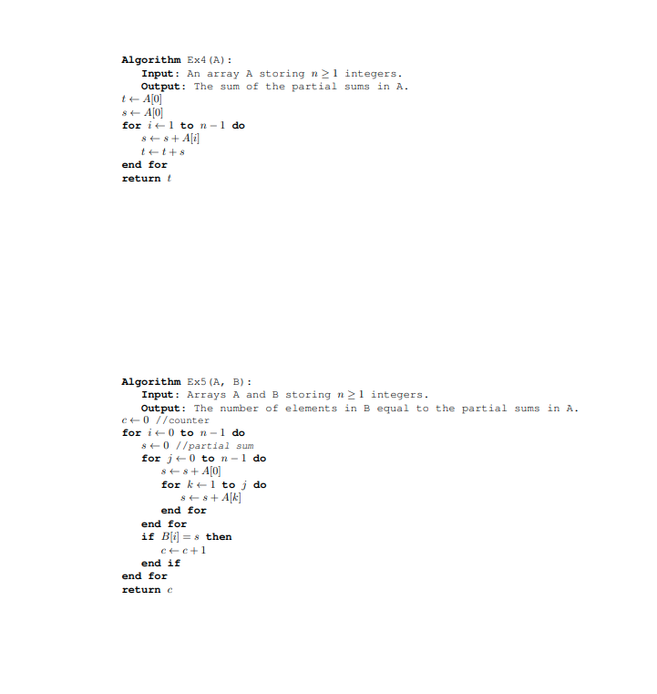Solved Find running time functions for the algorithms below | Chegg.com