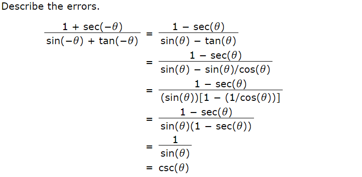 Solved Describe the errors. | Chegg.com