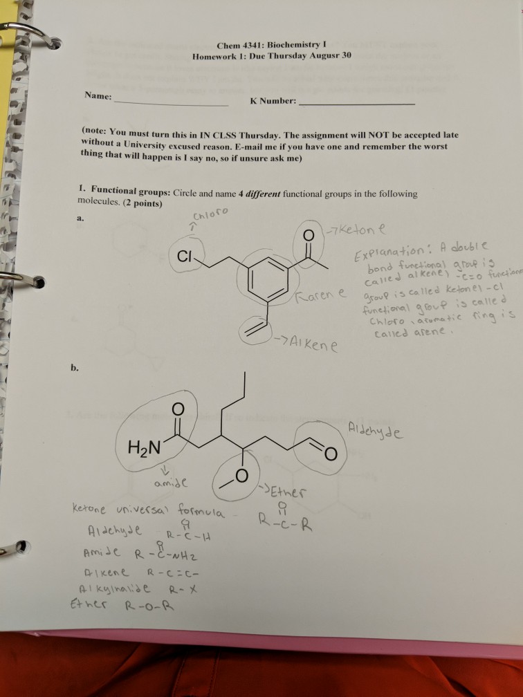 Solved Chem 4341: Biochemistry I Homework 1: Due Thursday | Chegg.com
