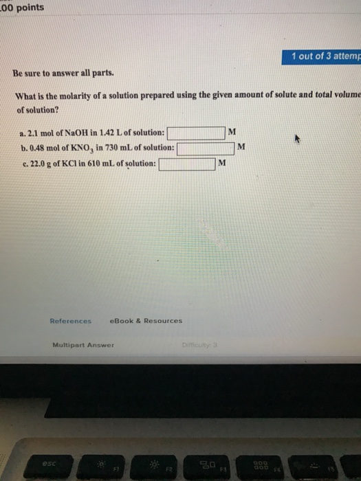 Solved What is the molarity of a solution prepared using the | Chegg.com