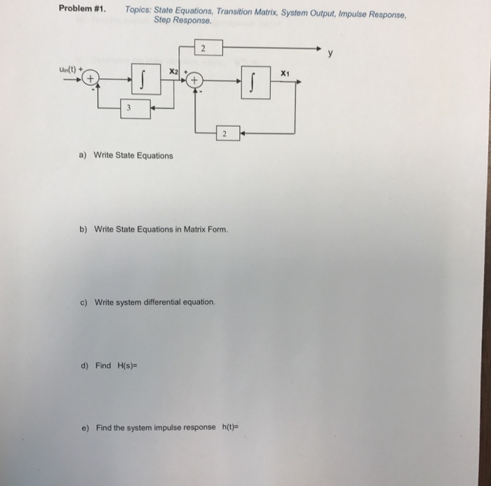 Solved Problem #1. Topics: State Equations, Transition | Chegg.com