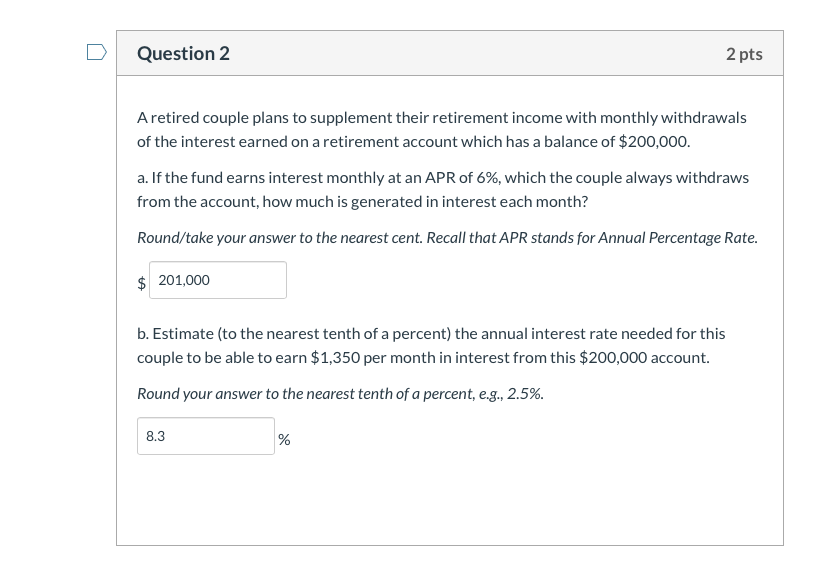 Solved ion 2 2 Pts A Retired Couple Plans To Supplement Chegg