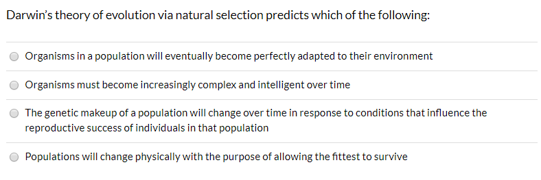 Solved Darwin's theory of evolution via natural selection | Chegg.com