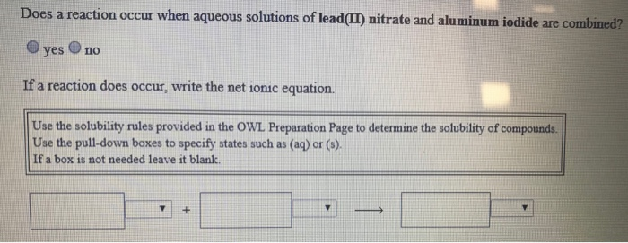 Solved Does a reaction occur when aqueous solutions of | Chegg.com