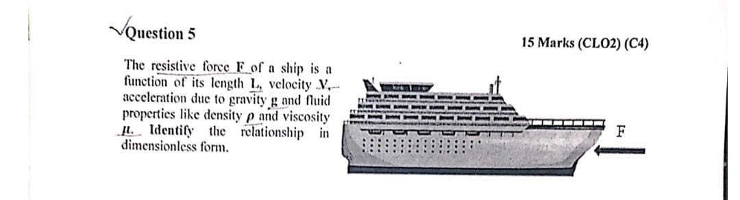 Solved Question 5 15 Marks (CLO2) (C4) The resistive force F | Chegg.com