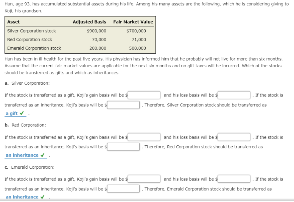 Hun, age 93, has accumulated substantial assets | Chegg.com
