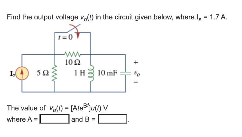 Solved Find the output voltage vo(t) in the circuit given | Chegg.com