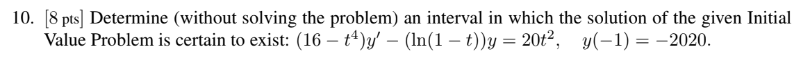 Solved 10. [8 pts] Determine (without solving the problem) | Chegg.com